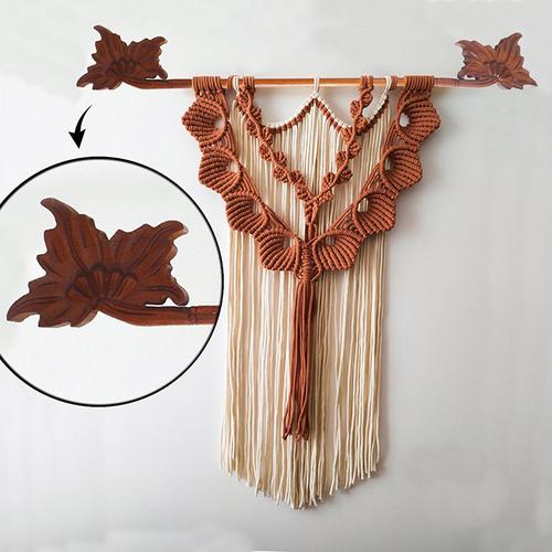 Promo 62,5 cm Wall Mounted Teakwood Hanger Macrame Woven Fabric Art ...