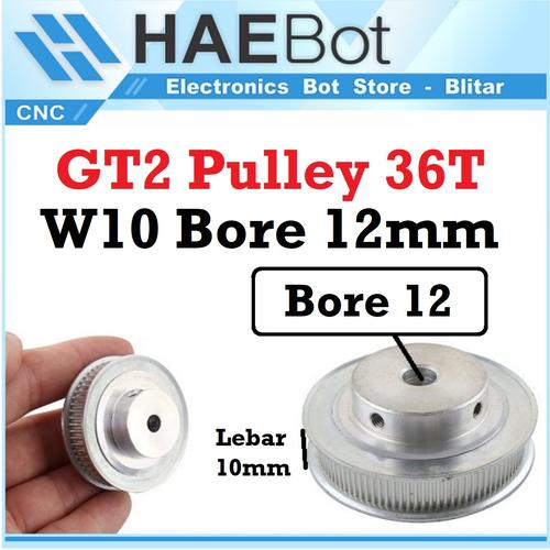 Jual [HAEBOT] GT2 Pulley Timing CNC 36T W10 Bore 12mm Puley 3D MXL ...