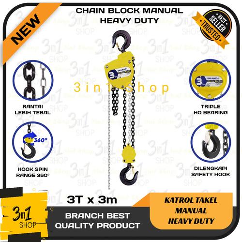 Jual Chain Block 3 Ton 3 Meter Katrol Takel Kerekan Manual 3T x 3m ...