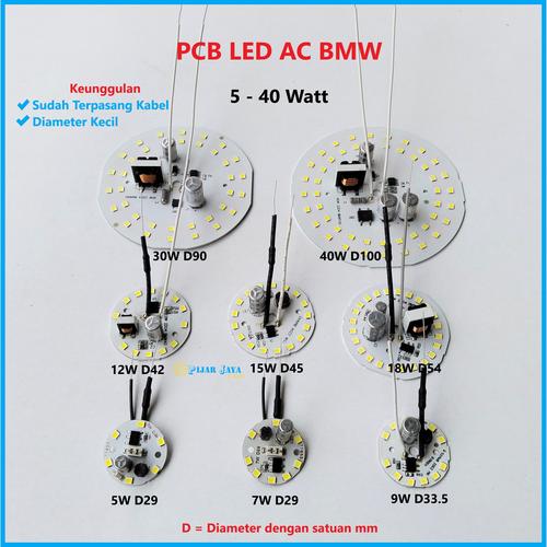 Promo PCB Led AC BMW All Watt 5w 7w 9w 12w 15w 18w 30w 40w 50w D Kecil ...