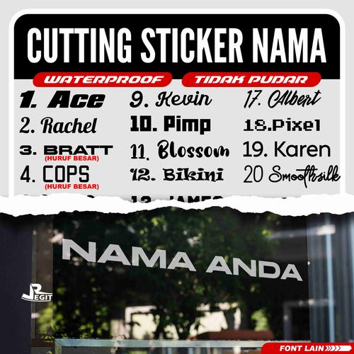Promo CUTTING STICKER NAMA TULISAN DESAIN BEBAS CUSTOM LABEL STIKER ...