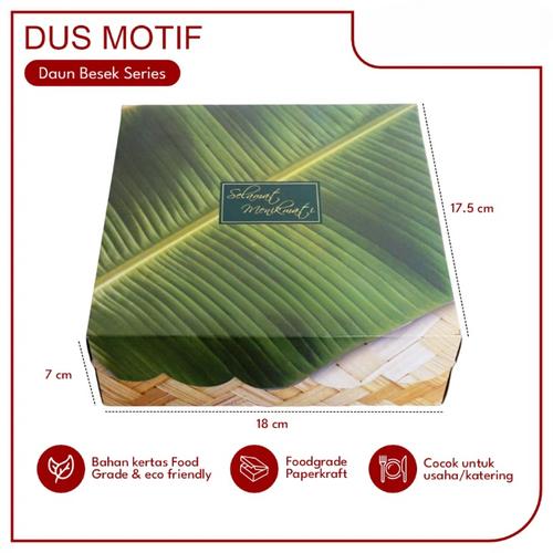Jual Dus Kotak Nasi Motif Daun Besek R8 Box Snack Dus Roti Box ...