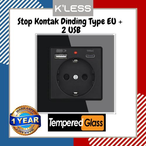 Jual Stop Kontak Dinding Tanam Wall Socket Tempered Glass design with 2 ...