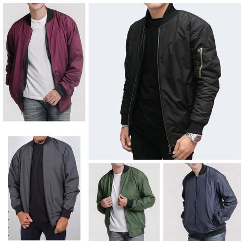 Jual JAKET BOMBER BASIC POLOS TEBAL PRIA JUMBO OUTER JACKET MUSIM ...