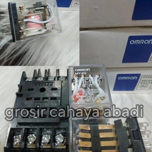 Jual relay Omron original my4/my4n 220vac 14 kaki set socket/relay ...