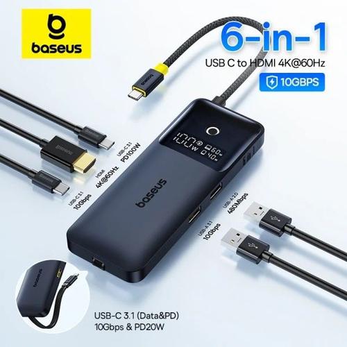 Promo BASEUS 6 IN 1 USB HUB NOMOS SERIES FOR HDMI 4K 60Hz USB 3.1 ...