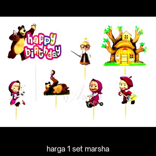 Jual topper cake topper kue ulang tahun krakter marsha / cake topper ...
