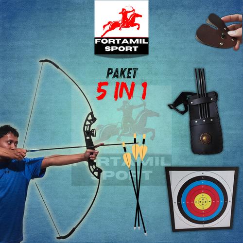 Promo Paket Panahan 5 in 1 Busur 40lb Anak Panah Tas Pelindung Jari ...