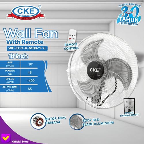Jual CKE Wall Fan Remote 18 Inch Kipas Angin Dinding Tembok Remote ...