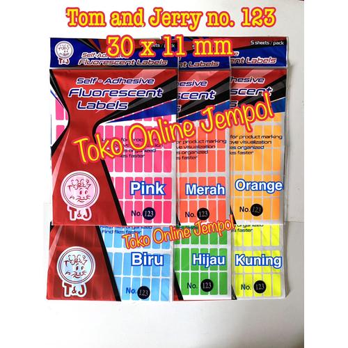 Promo Label Kotak 30 x 11 mm no.123 Sticker Tom and Jerry warna square ...