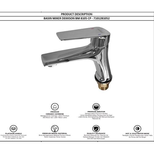 Jual BASIN MIXER BM 8105 CP DEKKSON Mix Cold And Hot Water Brass Faucet Tap Dekson BM 8105 Keran ...
