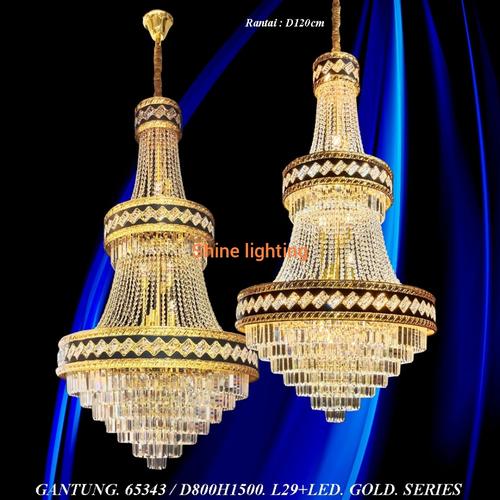 Jual Lampu gantung frame kristal gold modern dekorasi ruang void ukuran ...