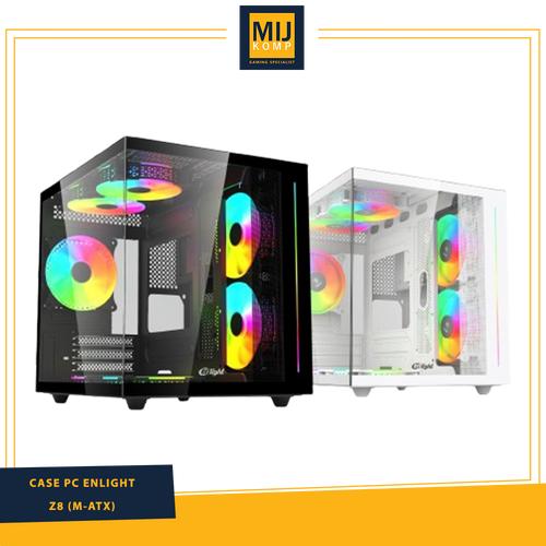 Jual CASING CASE PC Enlight Z8 (M-ATX) BLACK WHITE PLUS 3 FAN RGB ...