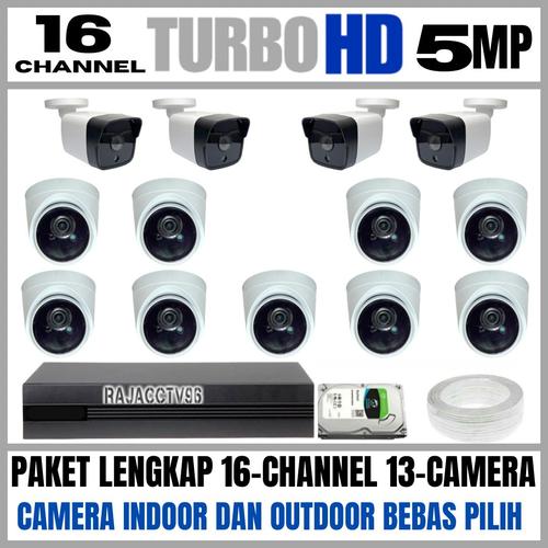 Jual paket cctv 16 channel 13 camera 5mp turbo hd 1080p kamera cctv ic ...