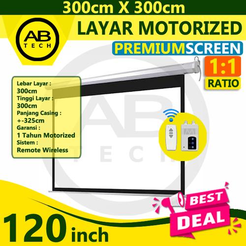 Promo Premium Screen Projector 120 inch Rasio 1:1 Motorized - Layar ...