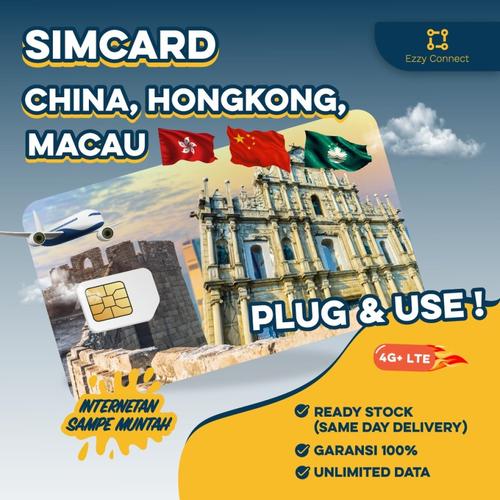 Jual Simcard China, Hongkong & Macau UNLIMITED 2GB/day by Ezzyconnect | China & Hongkong Plug ...