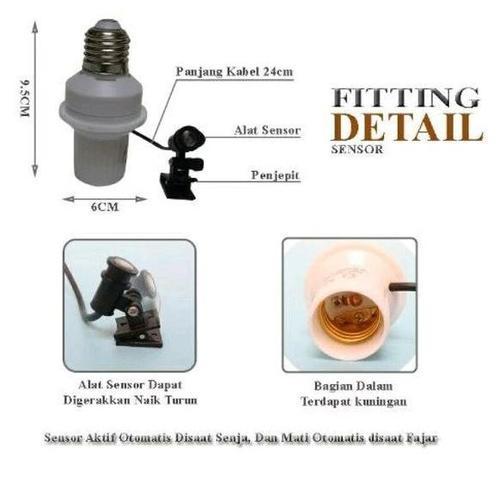 Jual fitting lampu otomatis sensor cahaya menyala saat gelap mati saat ...