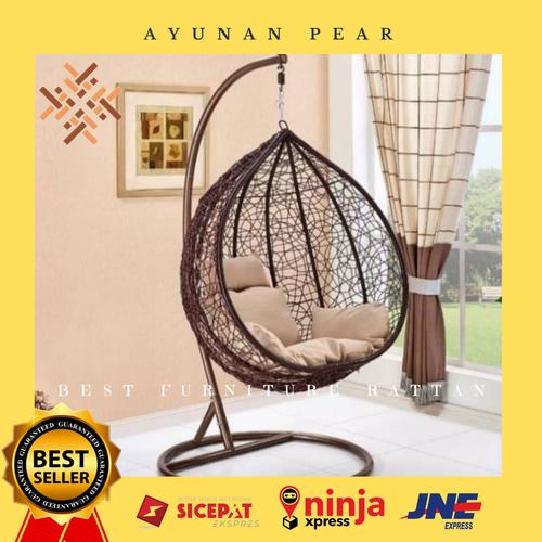 Promo Kursi Ayunan Anyaman Rotan Sintetis Gantung Pear Anak Anak Dewasa