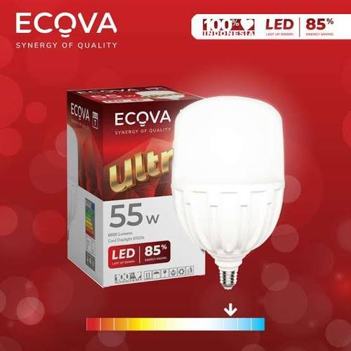 Jual ECOVA Lampu LED Bulb Tabung Kapsul Jumbo 55w Ultra Putih E27 220V 6500K - Jakarta Barat ...
