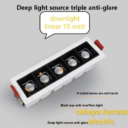 Jual lampu downlight bar 10 watt / downlight linear / spot light 5 mata 5x2watt 3000k warm white ...