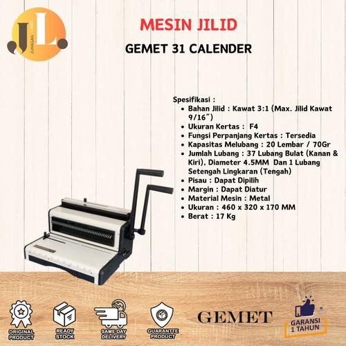 Jual MESIN JILID GEMET 31 CALENDER - Special for Calendar (Wire 3:1 & 1 ...