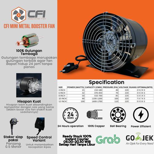 Jual 4"/6"/8" High Speed Mini Metal Booster Fan/Inline Fan with Feet ...