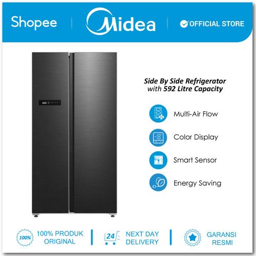 Promo Midea Kulkas Side by Side / Kulkas 2 Pintu Kapasitas 592L - Model MDRS791MYE45ID Cicil 0% ...