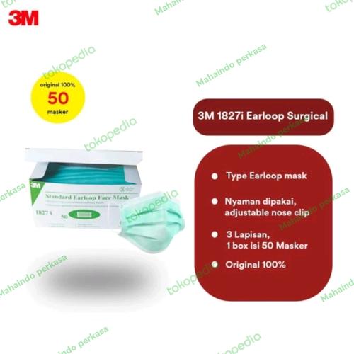 Jual Masker 3M Earloop Surgical Face Mask - 3 Ply 1 Box 50 Pcs / Latex ...