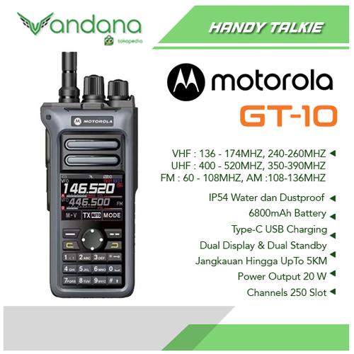 Promo HT Handy Talky Motorola GT-10 range 20 KM Output 20W Daya Baterai 6800 mAh - Hitam ...