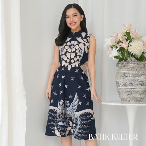 Jual Batik Kultur Dress - ESFD - Floral Grace Garuda in Navy - Kota ...