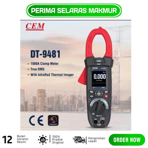 Jual CEM DT-9481 True-RMS Clamp Meter dengan Suhu Kapasitansi Mengukur Arus Tegangan AC/ DC ...