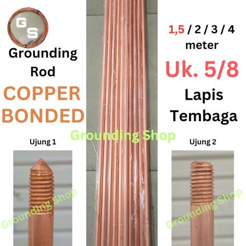 Jual Rod Copper Bonded 5/8 x 1,5 meter / Stik Grounding Rod Copper ...
