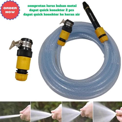 Jual Discont Set Alat Cuci Motor Selang Air Serat Benang Bening Semprotan Air Kuningan - Selang ...