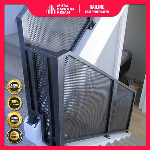 Jual Railing Tangga Balkon Besi Plat Perforated Industrial Modern ...