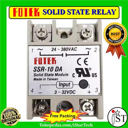 Jual Solid State Relay FOTEK 10 Amper Fotek SSR-10DA 10A/250V 3-32VDC/24-380VAC Made in Taiwan ...
