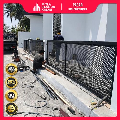 Jual Pagar Rumah Besi Perforated Minimalis Industrial Modern [GP004 ...