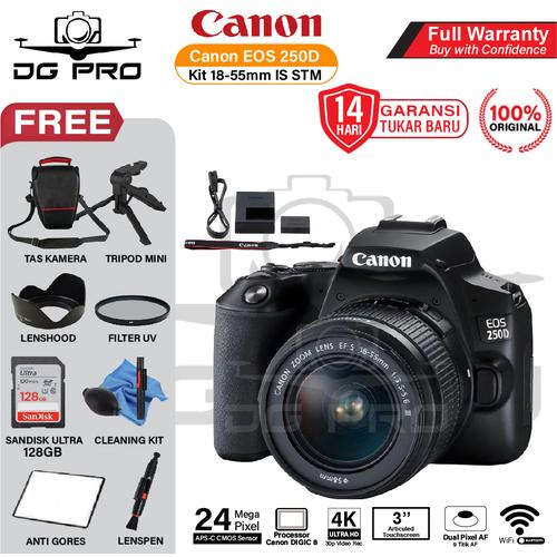 Jual Canon EOS 250D Kit 18-55mm + 32GB & ACC - Kamera DSLR Canon ...