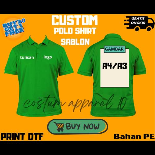 Jual KAOS KERAH POLO CUSTOM SABLON LOGO TULISAN PRINT DTF PLASTISOL ...