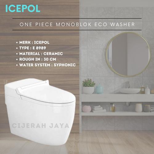 Jual KLOSET DUDUK ICEPOL IC 8989 / MONOBLOK ONEPIECE IC8989 CLOSET DUDUK KODOK PUTIH SEMODEL ...