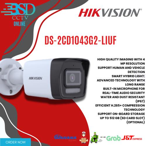 Jual DS-2CD1043G2-LIUF-HIKVISION IP CAMERA 4MP OUTDOOR SMART HYBRID LIGHT FIXED NETWORK CAMERA ...