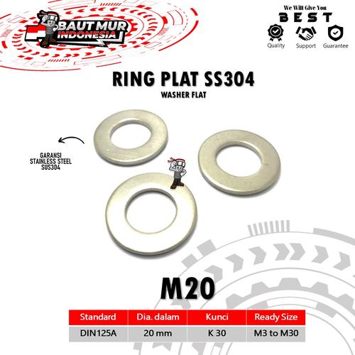 Jual FLAT WASHER - RING PLAT SS304 M20 - Kab. Bekasi - BAUTMUR ...