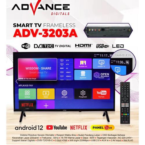 Jual TV LED ADVANCE 32 INCH SMART ANDROID ADV 3203A TELEVISI HD 32 inch ...