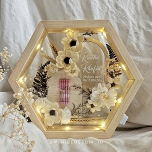 Jual MAGNOLIA Bingkai Mahar Hexagon / Frame Mahar Lampu - Rustic ...