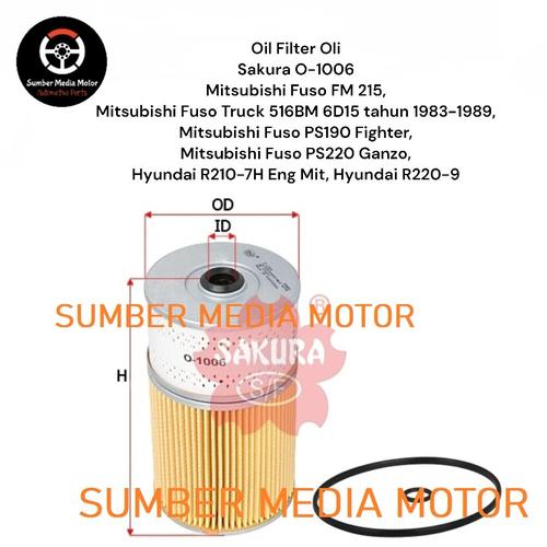 Jual Sakura Oil Filter Oli O-1006 Mitsubishi Fuso FM215, Mitsubishi ...