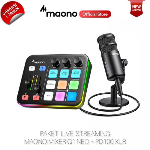 Jual MAONO G1 NEO Paket Audio Interface RGB 48V Phantom Power dan Mic PD100 XLR for Live ...