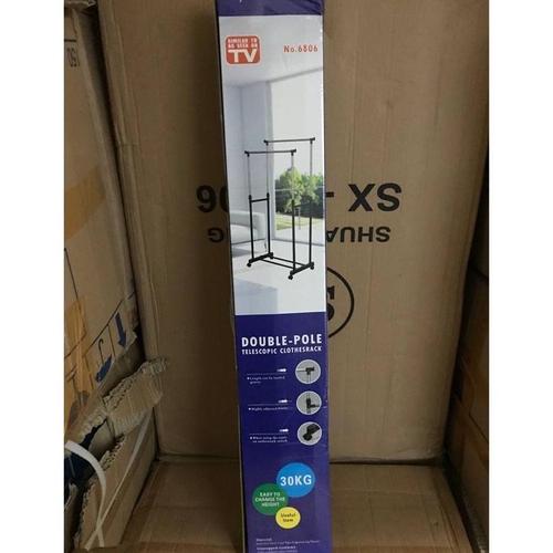 Promo Mega [Jr-05] Jemuran Baju Double Pool Hitam Rak Besi Stainlees ...