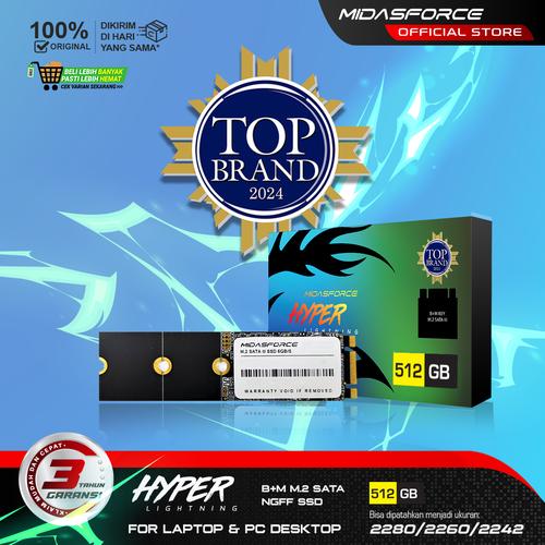 Promo SSD M.2 SATA 512GB Midasforce Hyperlightning - Paket 5pcs+Baut ...