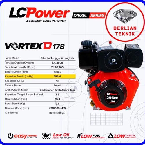Jual Mesin Penggerak Solar Engine Diesel Loncin LC Power Vortex D 178 / 6 HP - Jakarta Barat ...