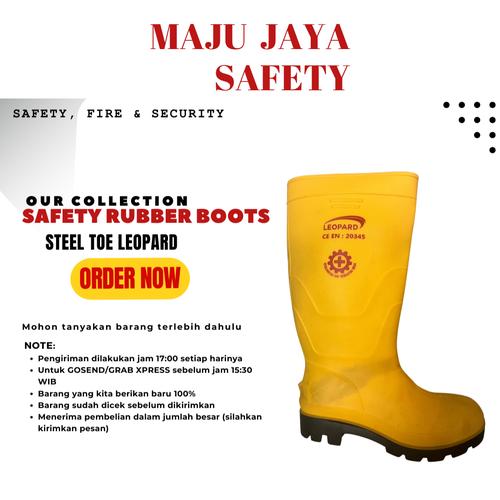 Promo Sepatu Boot Safety Karet Leopard Boots Ujung Besi Steel Toe ...