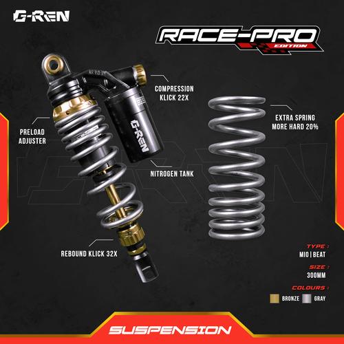 Jual SHOCK SUSPENSION G-REN GREN RACE PRO YAMAHA MIO/HONDA BEAT,300MM ...